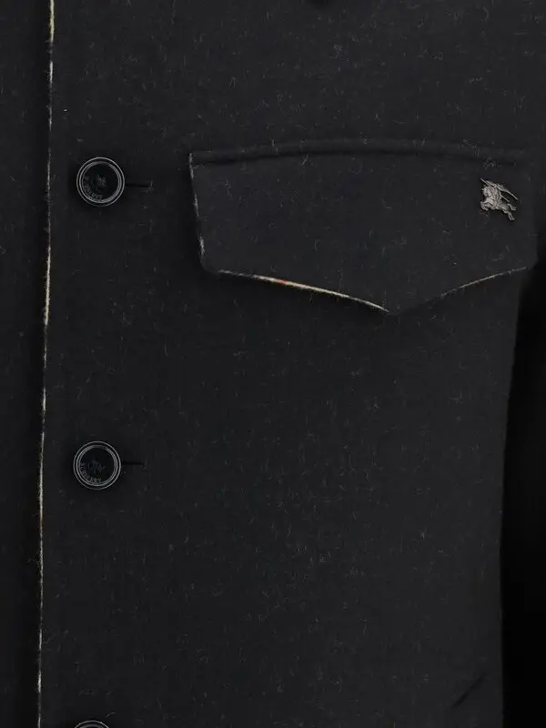 Burberry Single-breasted Short Coat In Pure Merino Wool With Flap Pockets