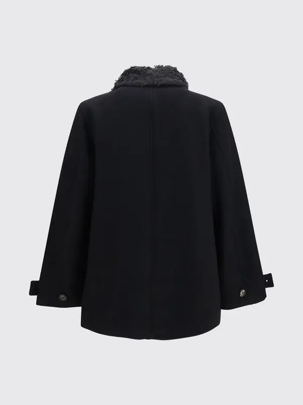 Our Legacy Double-breasted Short Coat In Wool With Fur Collar