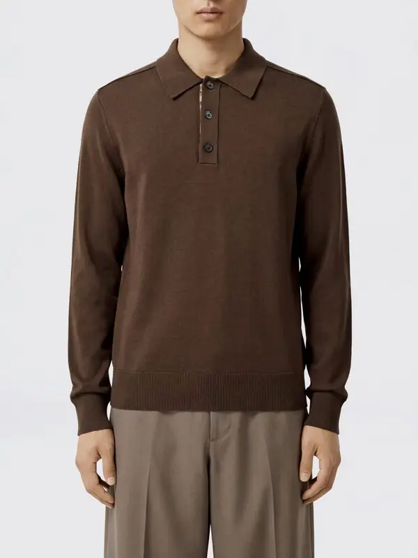 Burberry Long-sleeved Polo Shirt In Fine Wool Knit With Three-button Placket
