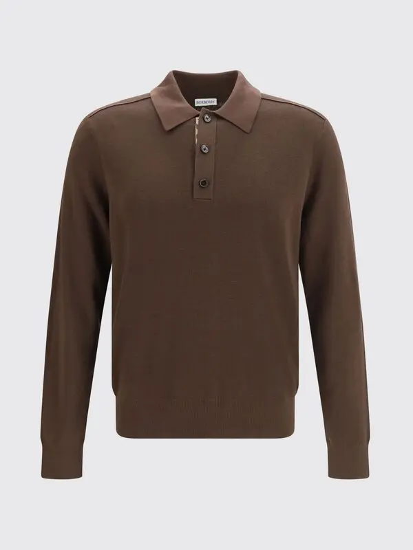 Burberry Long-sleeved Polo Shirt In Fine Wool Knit With Three-button Placket