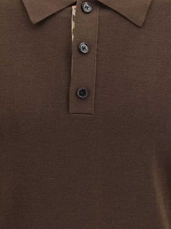 Burberry Long-sleeved Polo Shirt In Fine Wool Knit With Three-button Placket