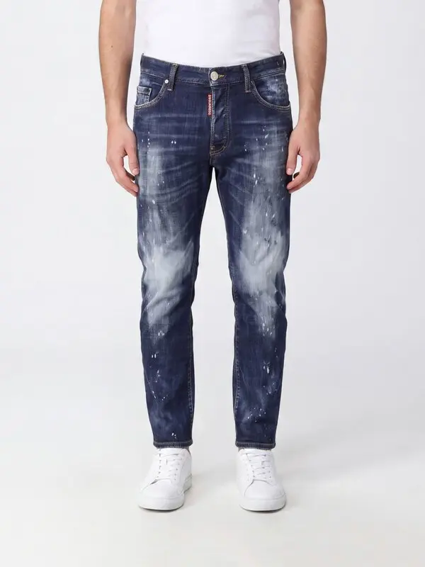 Dsquared2 Bro Straight Fit Distressed Cotton Denim Jeans