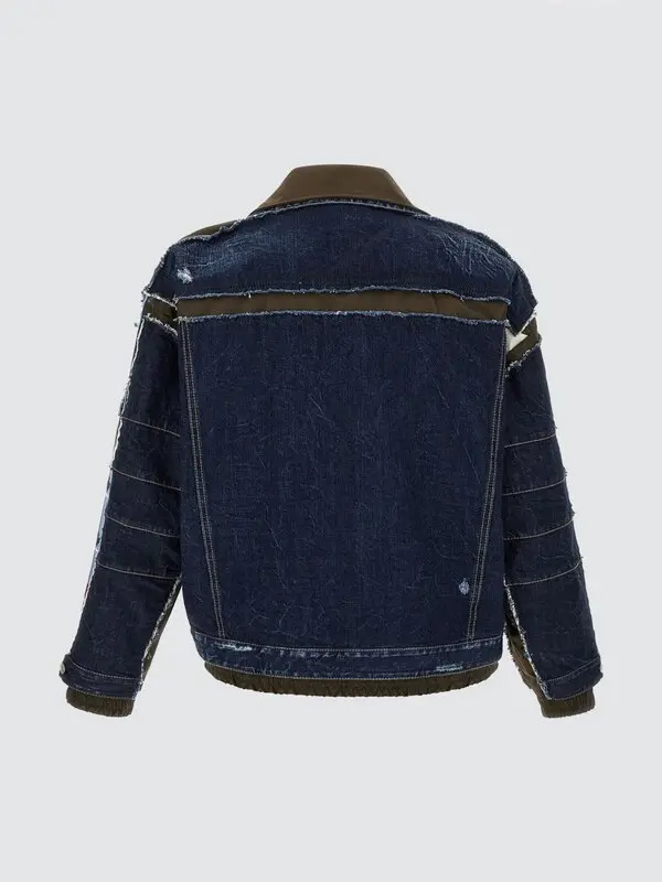 Dsquared2 Double-layer Patchwork Design Denim Jacket With Zip Closure