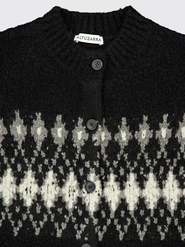 Altuzarra Wool Crewneck Cardigan With Abstract Jacquard Pattern