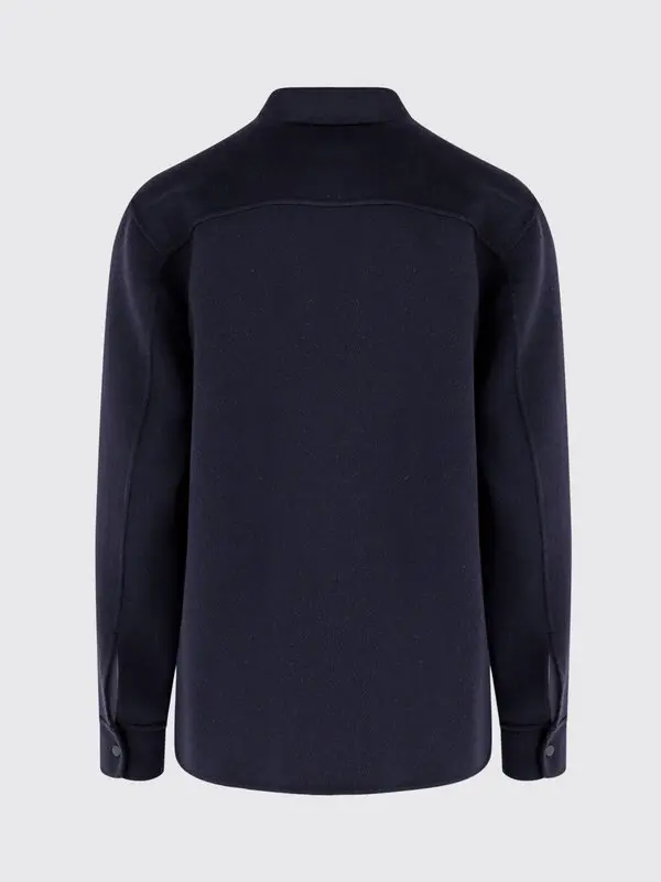 Aspesi Pure Wool Overshirt With Patch Pockets And Classic Collar - Blue