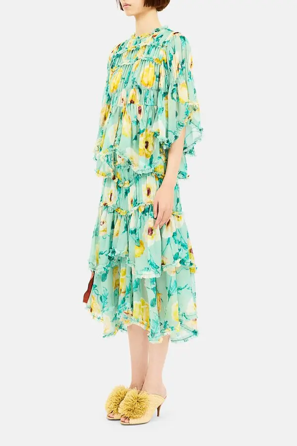 Ulla Johnson Lenore Tiered Midi Skirt
