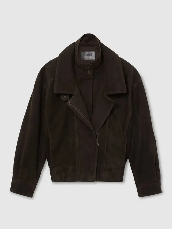 REISS Noa Suede Double-layer Relaxed-fit Jacket