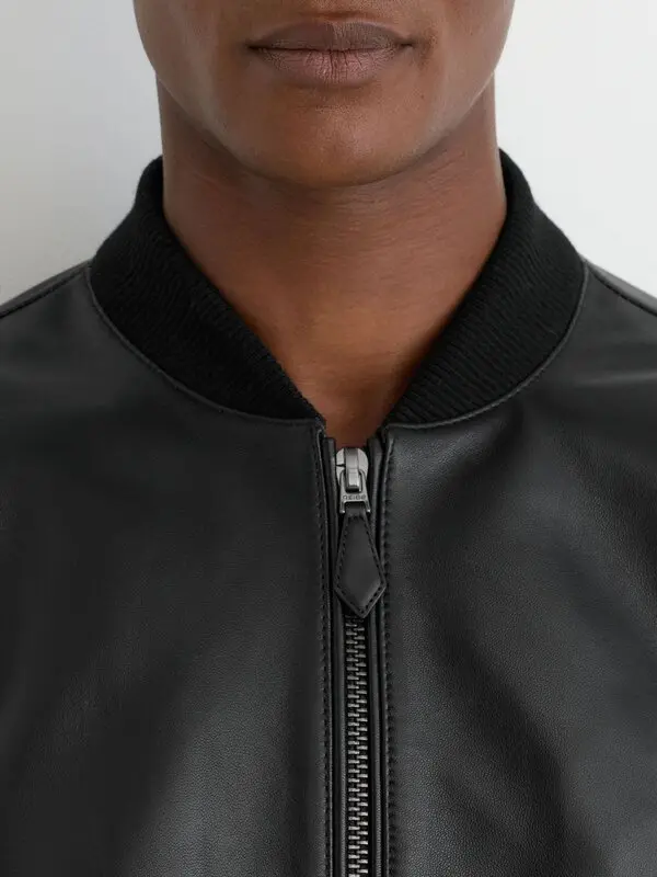 REISS Strain Leather Bomber Jacket