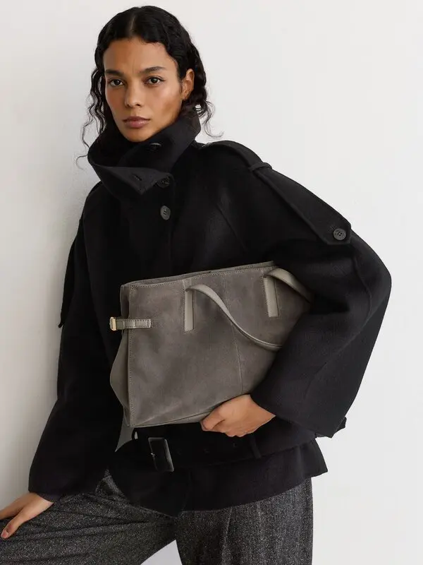 REISS Elise Suede Medium Tote Bag