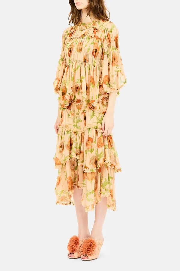 Ulla Johnson Lenore Tiered Midi Skirt