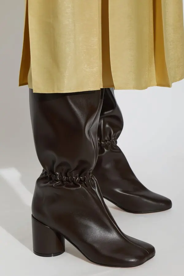 MAISON MARGIELA Dark Knee-high Leather Heeled Boots