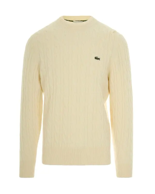 Lacoste Cable-knit Crewneck Wool Sweater