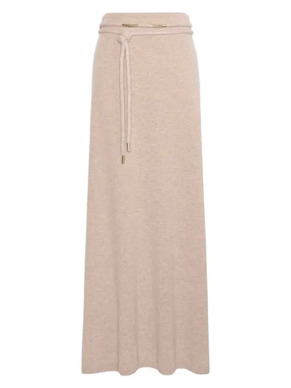 Max Mara Regular Fit Cashmere Skirt With Drawstring Waist - Beige