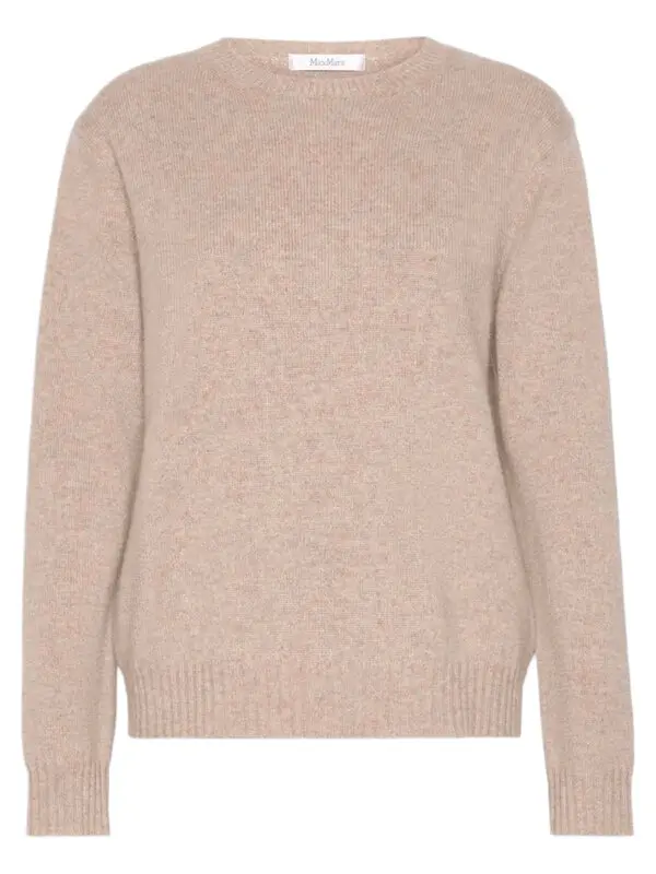 Max Mara Regular Fit Cashmere Crew-neck Sweater With Drop-shoulder Sleeves - Beige
