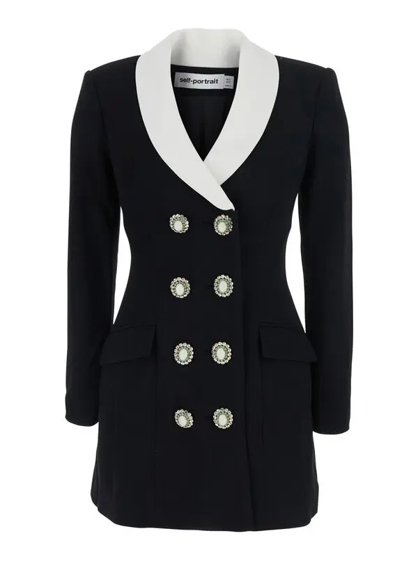 SELF-PORTRAIT Embellished Double-breasted Blazer Dress