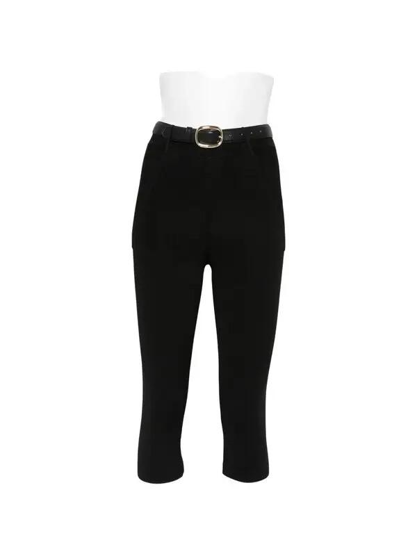 SELF-PORTRAIT High-waisted Belted Trousers - Black