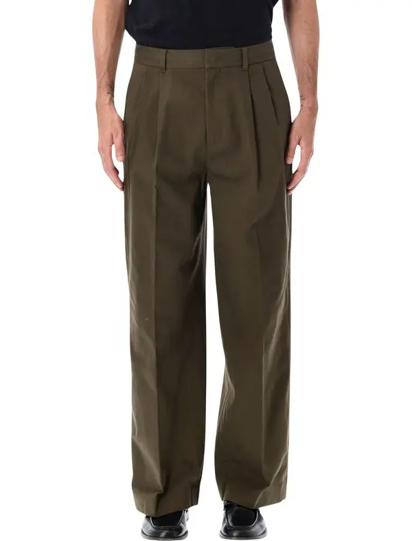 DUNST Pleated Wide-leg Trousers - Khaki