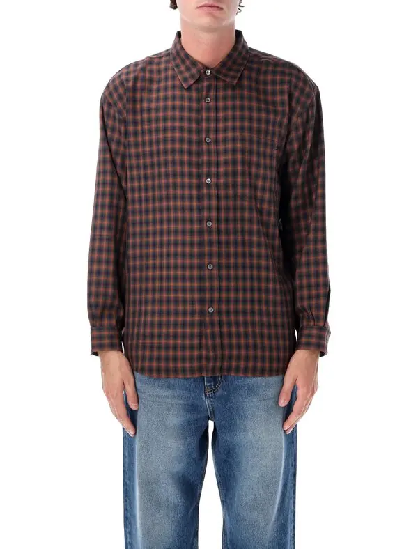 DUNST Plaid Button-up Shirt - Brick