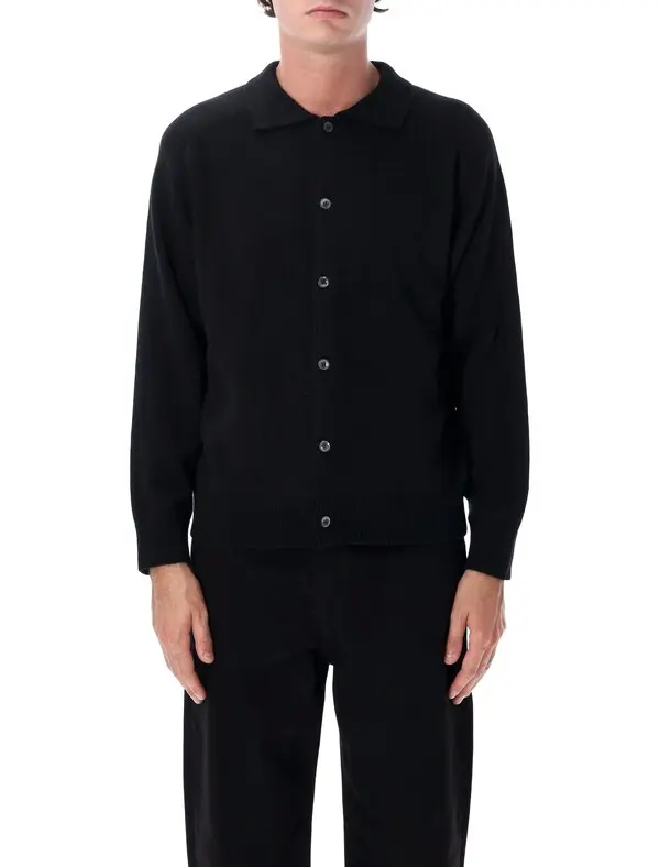 DUNST Button-front Knit Polo Sweater