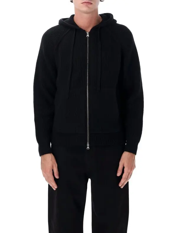 DUNST Zip-front Hooded Knit Sweater