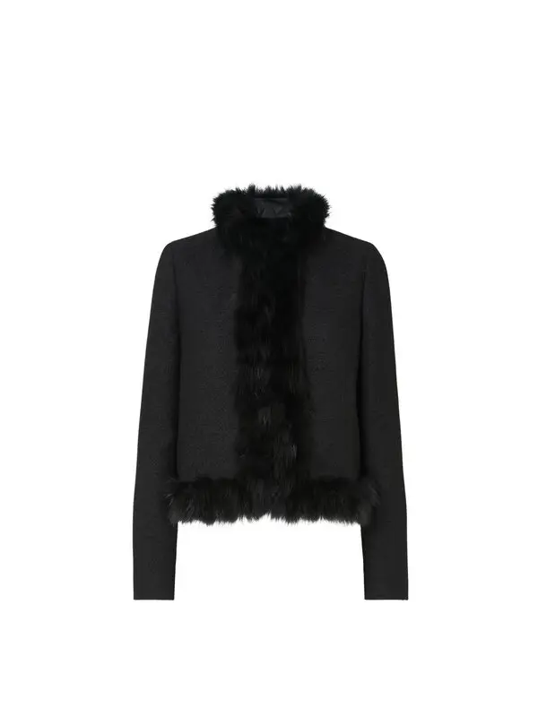 Fendi Fur-trim Wool-blend Jacket