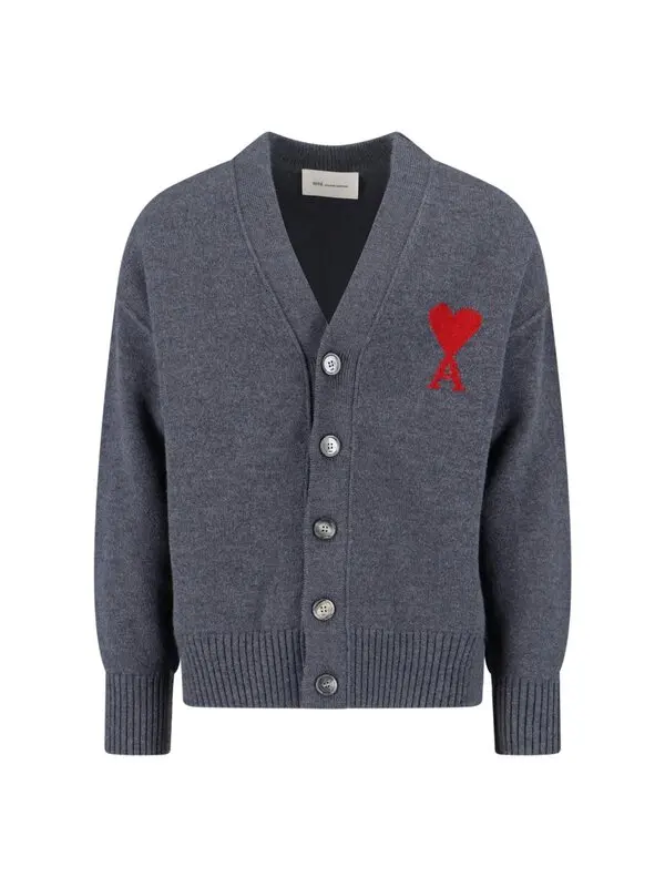 AMI Paris 100% Wool Sweater With Horn Button