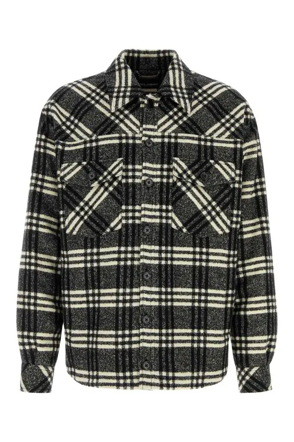 Dolce & Gabbana Embroidered Stretch Wool Blend Overshirt For