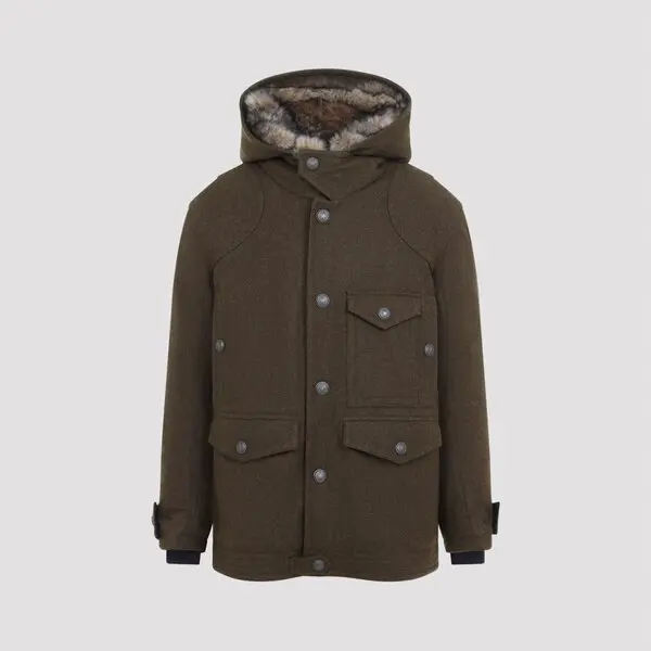 Moncler Grenoble Cooper Wool Blend Jacket With Lamb Fur Trim - Brown