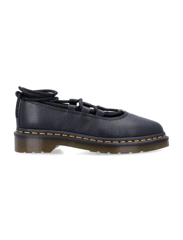 Dr. Martens Elphie Ii Criss-cross Lace Ballerina Flats With Signature Pvc Sole - Nero