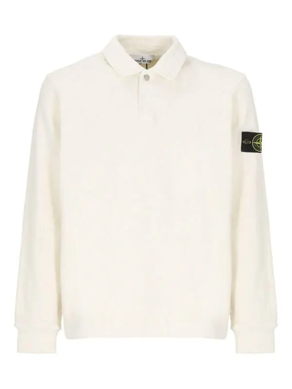 Stone Island Brushed Fleece Polo Shirt For - Beige