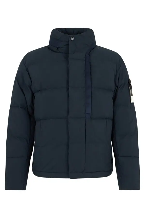 Stone Island Padded Down Jacket With Logo - Blue