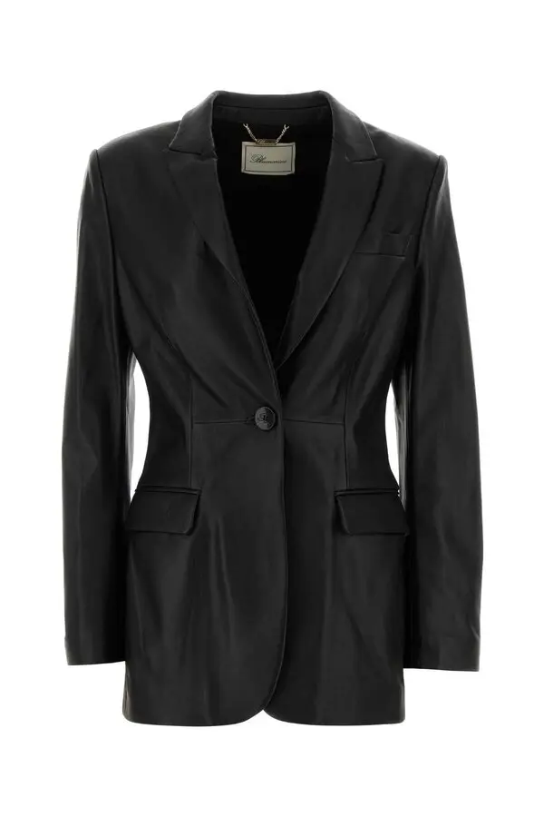 Blumarine Lamb Leather Blazer With Stretch Lining