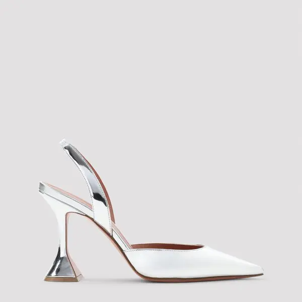 Amina Muaddi Holli Slingback Pumps 9.5cm Patent Leather Heels - Metallic