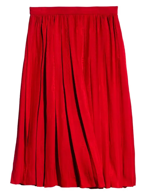 Gucci Interlocking G Chain Silk Jacquard Pleated Skirt, Unlined, Regular Fit