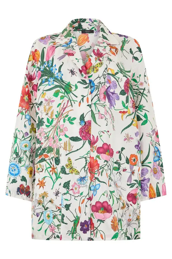 Gucci Floral Silk Shirt With Long Sleeves - Multicolor