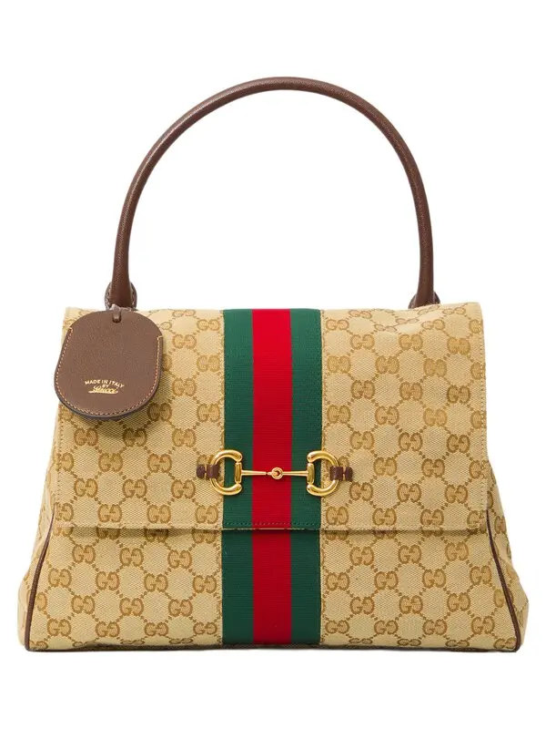 Gucci Height 24 Cm; Width 32 Cm; Depth 13 Cm Gg Canvas Mini Shoulder Bag With Web Stripe