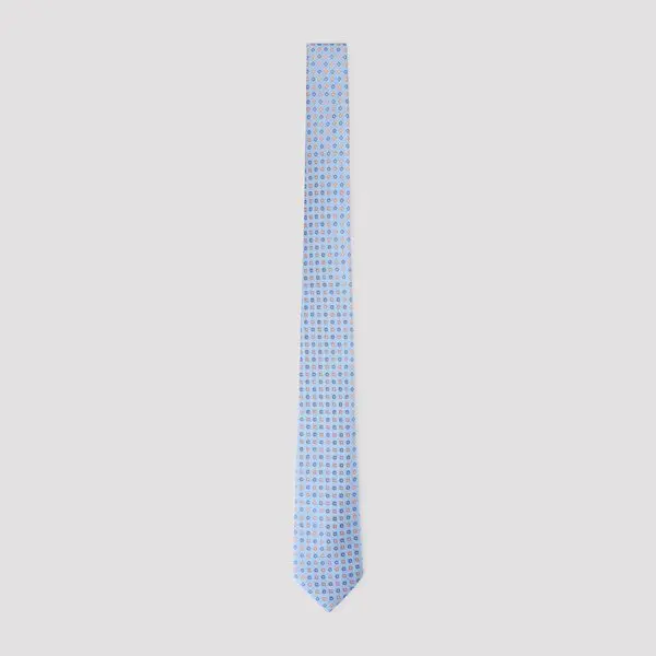 Canali 7 Cm Silk Patterned Tie - Blue