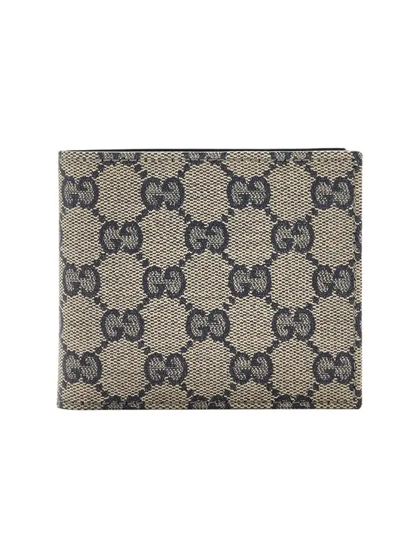 Gucci Mini Blue Coated Gg Canvas Wallet With Leather Interior