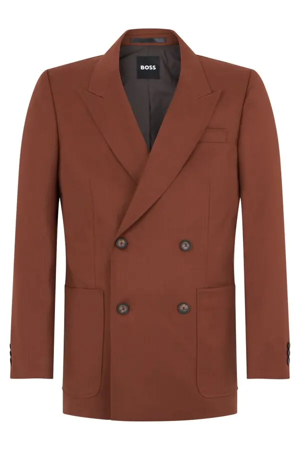 BOSS Double-breasted Virgin Wool Jacket