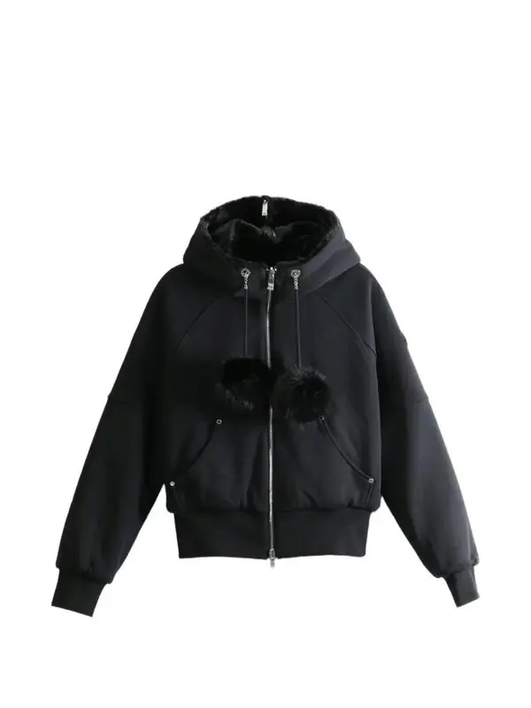 Moose Knuckles Level 1 Warmth Reversible Faux Fur Hooded Sweatshirt With Two-way Zip - Nero