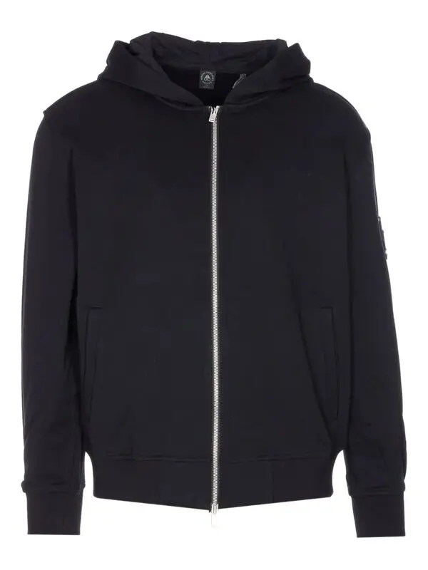 Moose Knuckles Cotton French Terry Zip Hoodie With Attached Hood And Rib-knit Cuffs - Nero