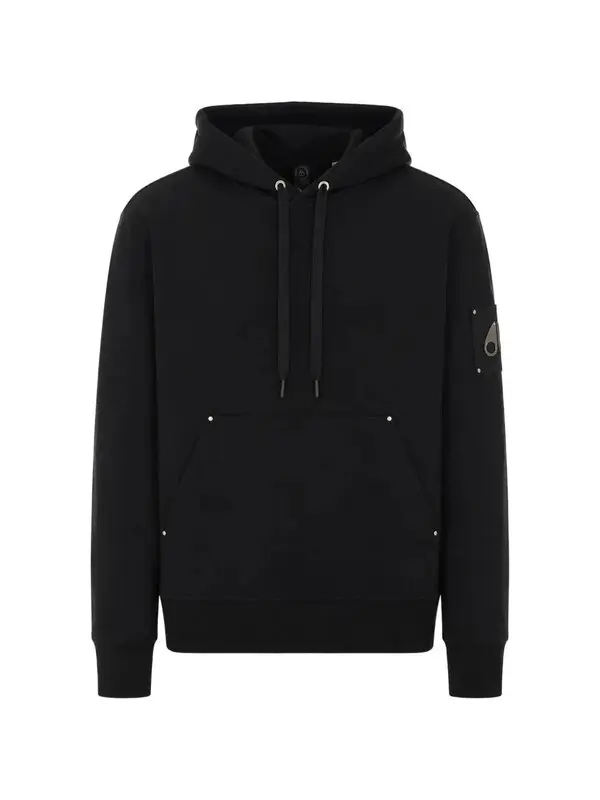 Moose Knuckles Cotton French Terry Hoodie With Drawstring Hood And Rib-knit Trim - Nero