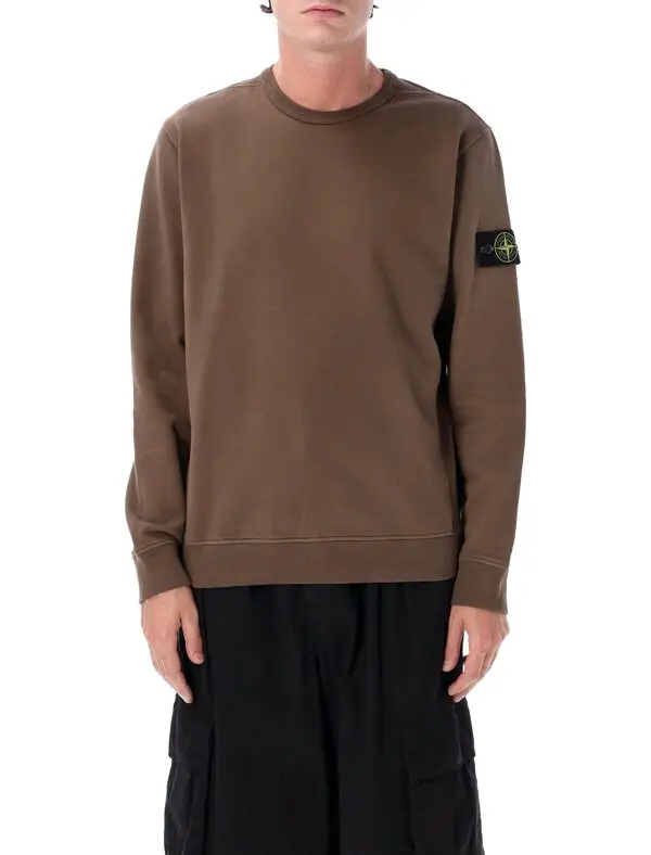 Stone Island Organic Cotton Garment-dyed Crewneck Sweatshirt With Brushed Interior