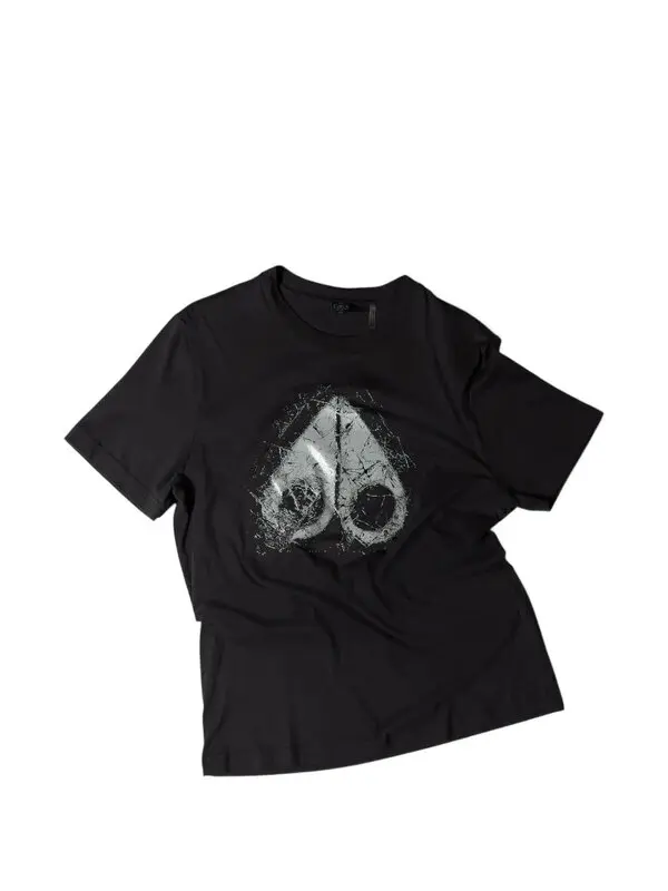 Moose Knuckles Soft Pima Cotton Slim Crewneck T-shirt With Rib-knit Collar & Logo Print - Nero