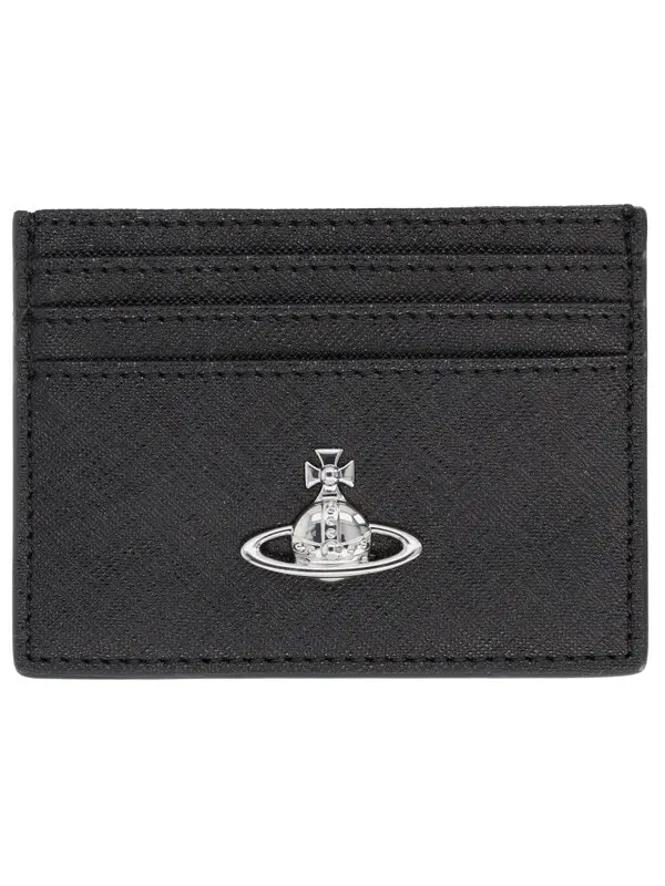 VIVIENNE WESTWOOD Mini Flat Card Holder With Orb Detail, 7.5 Cm X 10 Cm X 1 Cm - Black