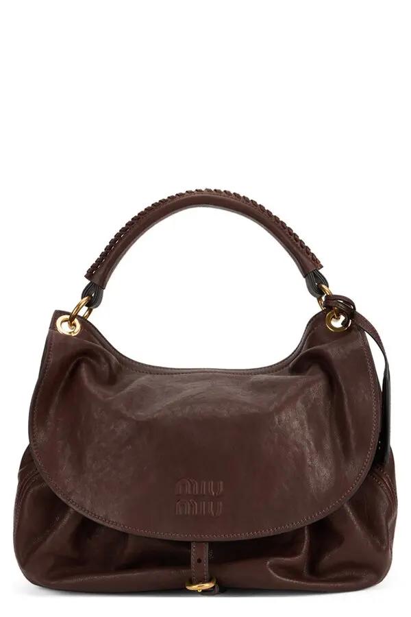 Miu Miu Leather Rendez-vous Handbag With Decorative Stitching, 39.5 Cm