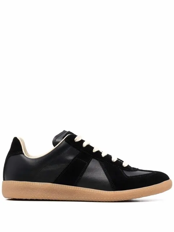 MAISON MARGIELA Smooth Leather And Suede Lace-up Sneakers With Rubber Sole