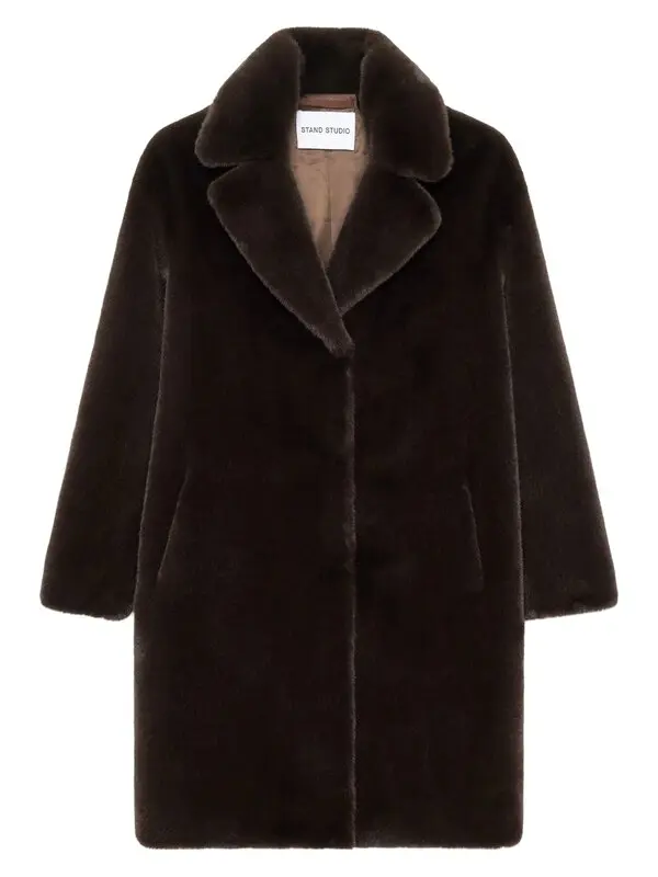 STAND STUDIO Notch Collar Coat With Concealed Snap Closure, Side Slit Pockets & Interior Zipper Pocket
