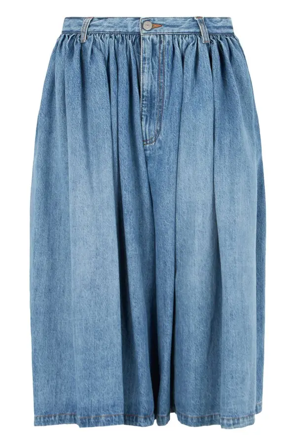 MAISON MARGIELA Mini Denim Shorts With Pleats - Blue