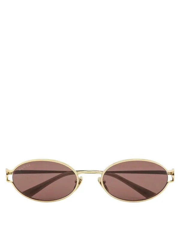 Gucci Interlocking G Gold-tone Mini Sunglasses With Adjustable Nosepads - Marrone